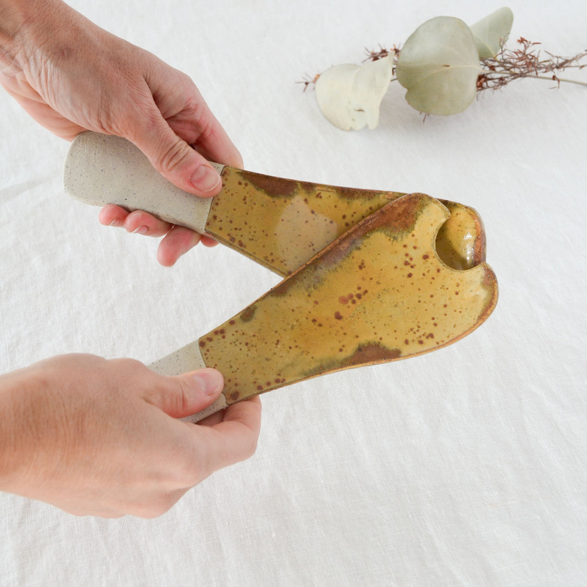 Handmade ceramic salad servers ~ Kim Wallace Ceramics Australia