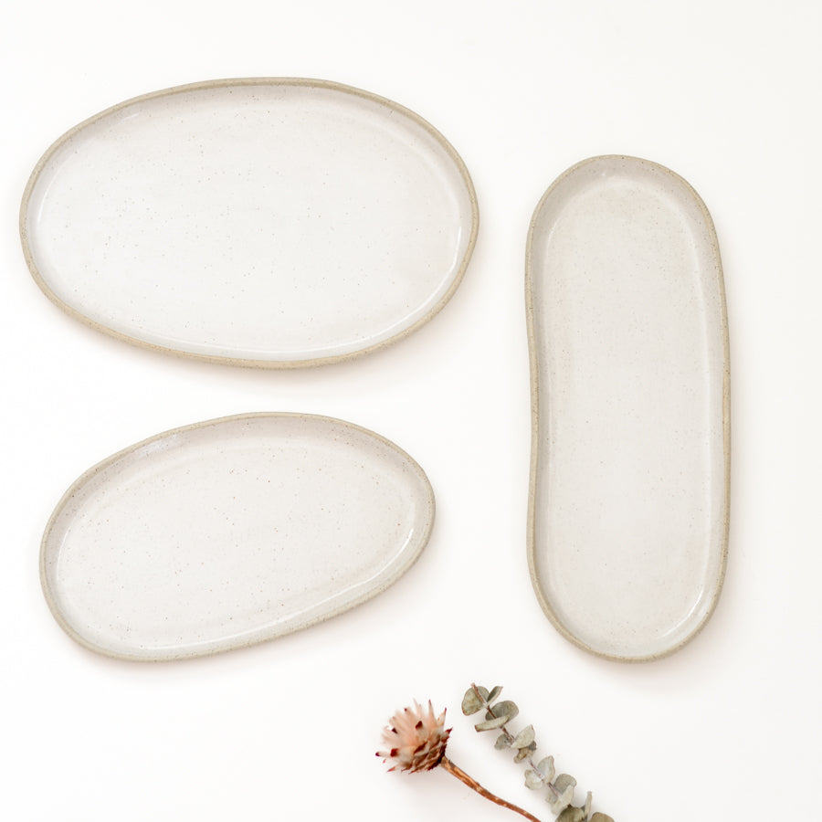 Pebble tray ~ White on Stone – Kim Wallace Ceramics