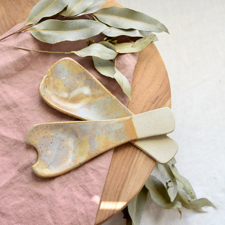 Handmade ceramic salad servers ~ Kim Wallace Ceramics Australia